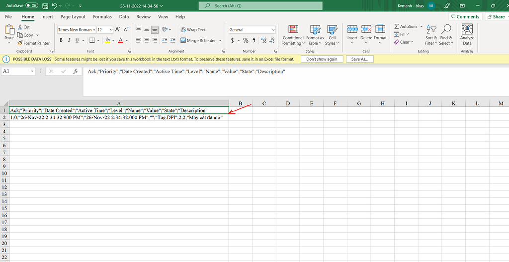 Export alarm window into csv - Security, Alarms, Historian - Tatsoft